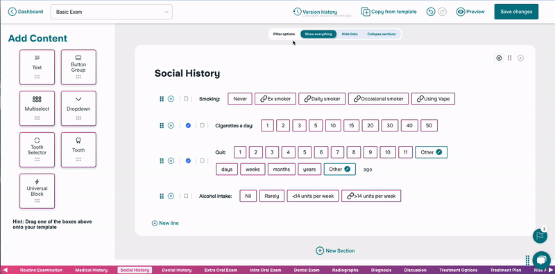 How to revert changes in your notes template