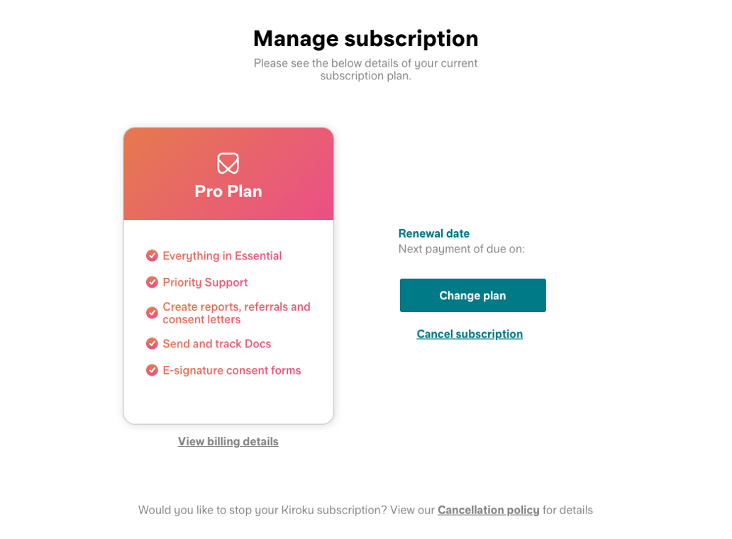 Changing your subscription type